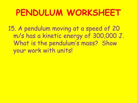 Ppt Pendulum Worksheet Powerpoint Presentation Free Download Id
