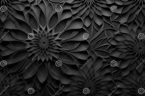 Abstract Black Background With Floral Ornament Generative Ai Stock