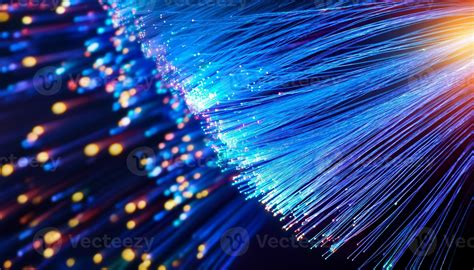 Illuminated Fiber Optic Strands Create A Vibrant Display Of Light In A