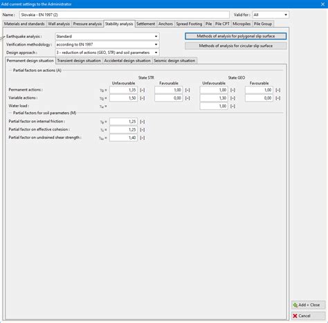 Stability Analysis Analysis Settings Online Help Geo5