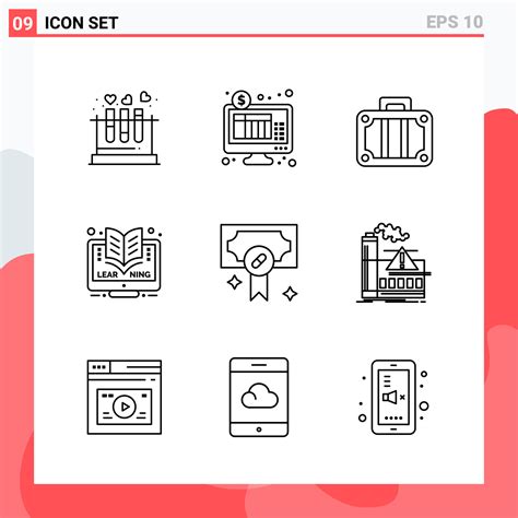 Collection Of 9 Vector Icons In Line Style Modern Outline Symbols For Web And Mobile Line Icon