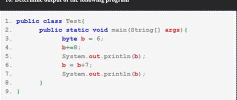 Solved Public Class Test Public Static Void Main Chegg