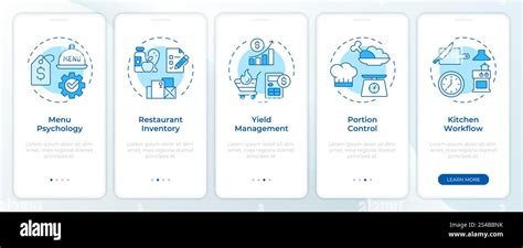 Restaurant Management Blue Onboarding Mobile App Screen Stock Vector