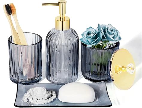 Dark Blue Glass Bathroom Accessories