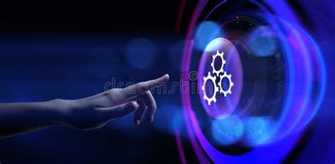 Gears Icon Automation Process Workflow Technology Concept On Screen Stock Illustration