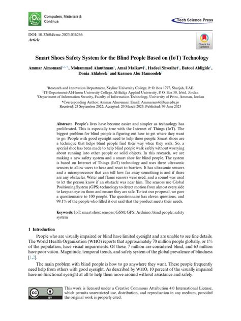 Smart Shoes Safety System For The Blind People Bas Pdf Arduino Wearable Technology