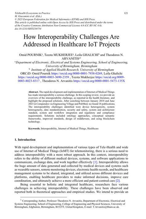 Pdf How Interoperability Challenges Are Addressed In Healthcare Iot Projects