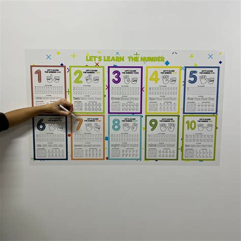 Dry Erase Line Guided English Numbers Activity Decal Number Tracing Reusable Durable Polystyrene