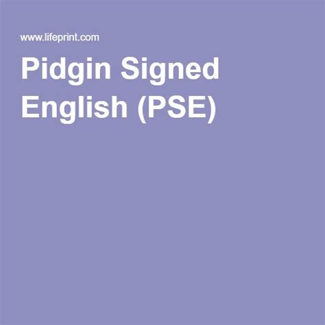 Pidgin Signed English Pse Pse Signs Sign Language