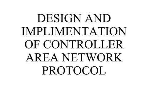 Controller Area Network Can Bus Ppt