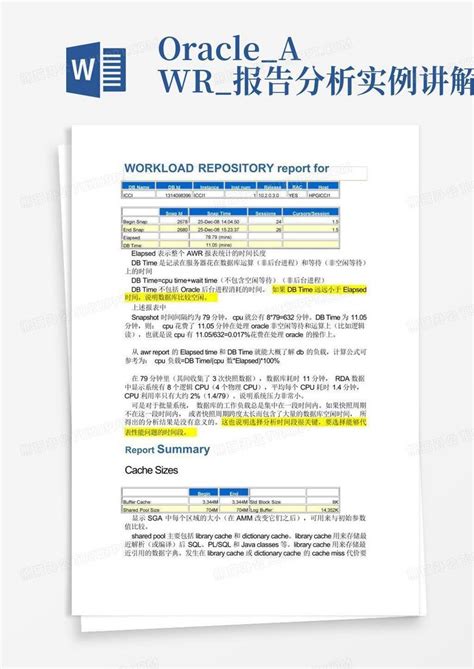 oracle awr 报告分析实例讲解word模板下载 编号qnyyzzwa 熊猫办公