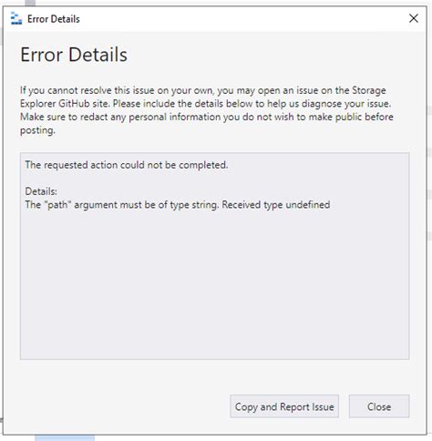 an error dialog pops up when clicking manage access control lists