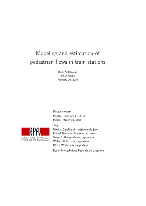 Pdf Modeling And Estimation Of Pedestrian Flows In Train Stations