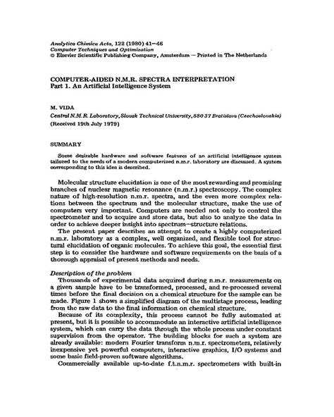 pdf computer aided n m r spectra interpretation part 1 an
