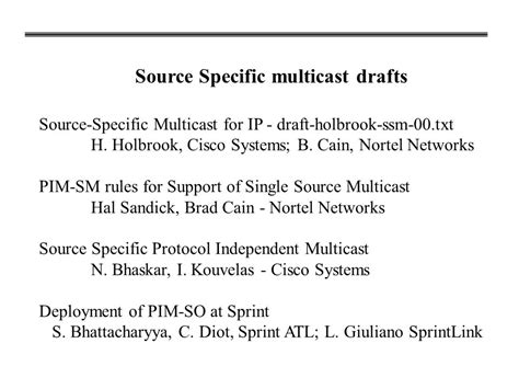 source specific multicast routing and qos issues laurentiu barza ppt