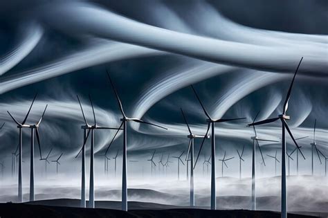 Premium Ai Image Green Ecological Power Energy Generation Wind Farm Eco Field Neural Network