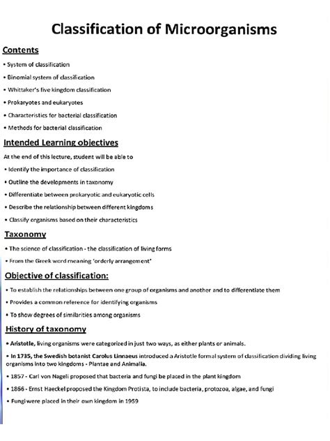Classification Of Microorganisms Pdf