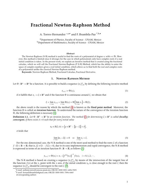 Fractional Newton Raphson Method Pdf Mathematical Objects Analysis