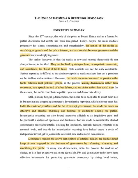Pdf The Role Of The Media In Deepening Democracy