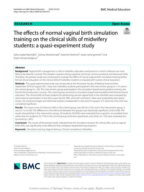 Pdf The Effects Of Normal Vaginal Birth Simulation Training On The Clinical Skills Of