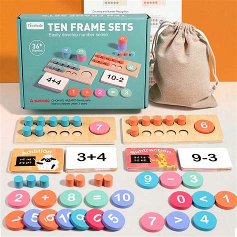 Wooden Addition And Subtraction Counting Dozens Of Counters Ten Lattice Array Math Toy Primary