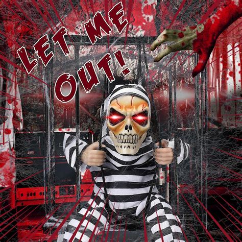 Halloween Scary Toys Halloween Decor Prop With Motion Sensor Hanging Skeleton Doll Light Up Eyes