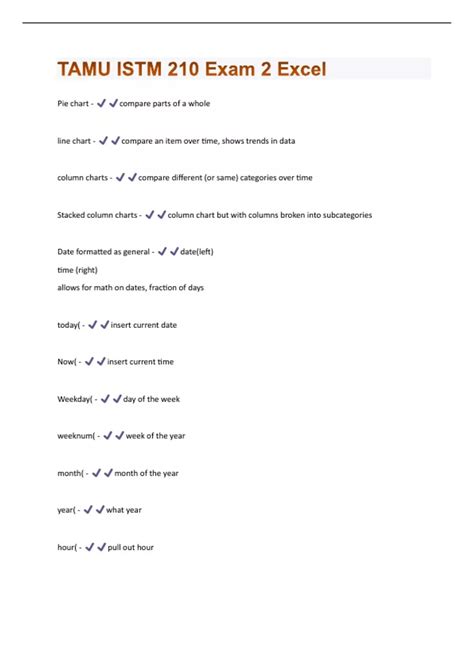Tamu Istm 210 Exam 2 Excel Questions And Answers With Complete Tamu
