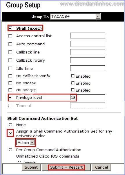 CISCOOPENLAB Router Management Server TACACS Privilege Levels Combined