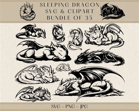 Sleeping Dragon Svg Dragon Svg Dragon Svg Bundle Dragon Clipart Dragon Vector Dragon Png