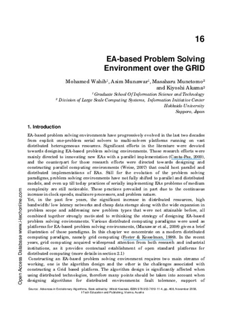 pdf ea based problem solving environment over the grid