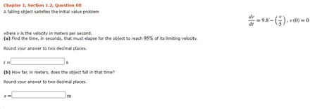 Solved Chapter Section Question A Falling Object Chegg