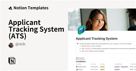 Applicant Tracking System ATS Template By Template Road Notion Marketplace