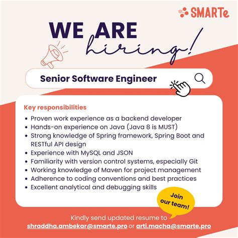 Hiring Smarte Seniorsoftwareengineer Java Spring Springboot