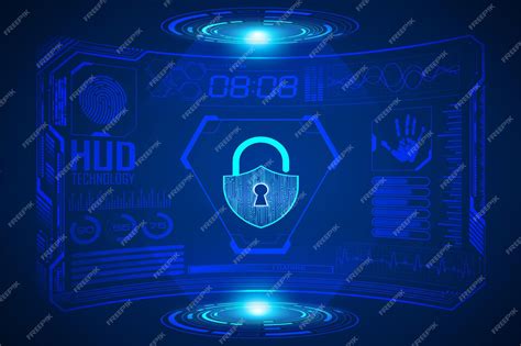 premium vector hud padlock future technology concept background