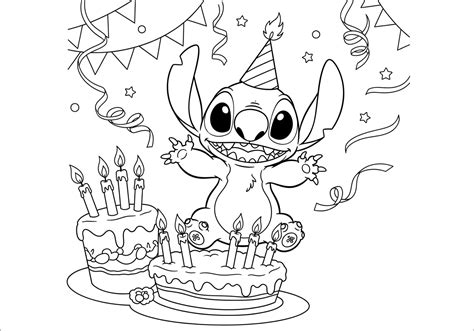 Stitch Birthday Coloring Page