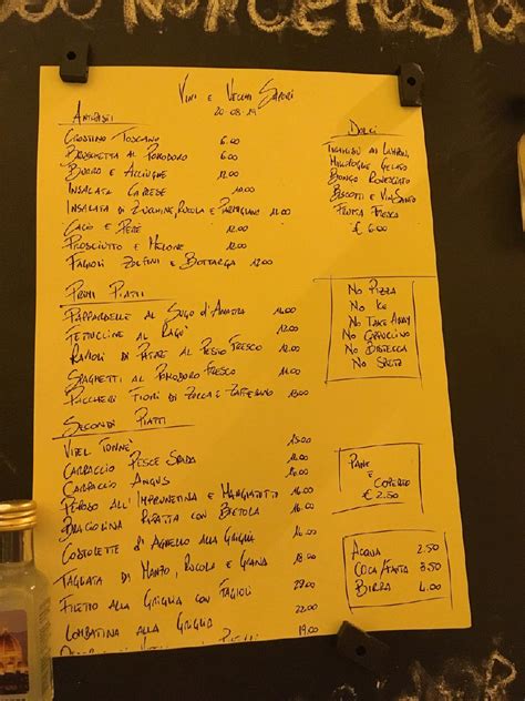 Menu At Vini E Vecchi Sapori Pub And Bar Florence