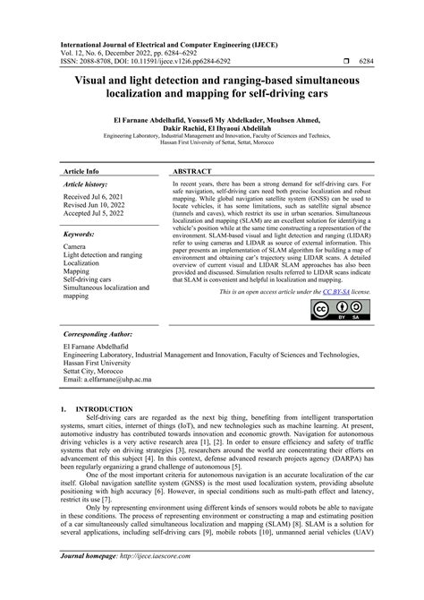 visual and light detection and ranging based simultaneous localization