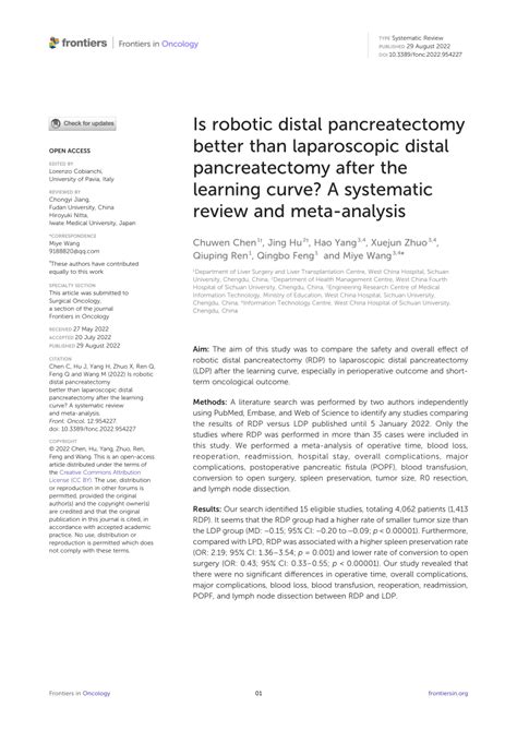 Pdf Is Robotic Distal Pancreatectomy Better Than Laparoscopic Distal Pancreatectomy After The
