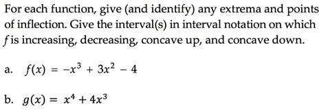 Solved For Each Function Give And Identify Any Extrema