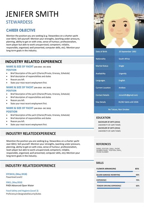 Yacht Crew Cv Information And Template Download My Crew Kit Yacht Crew Cv Information And Template Download My Crew Kit