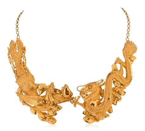 Sold At Auction 23k Yellow Gold Chinese Dragon And Phoenix Necklace