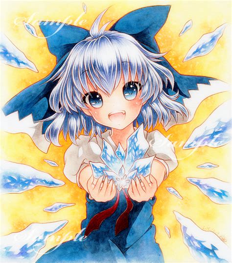 Safebooru 1girl Blue Eyes Blue Hair Bow Cirno Dress Fang Hair Bow Ice