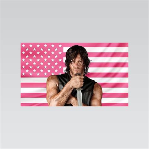 Daryl Dixon Pink American Flag Tapestry Tv Show Wall Art Aesthetic