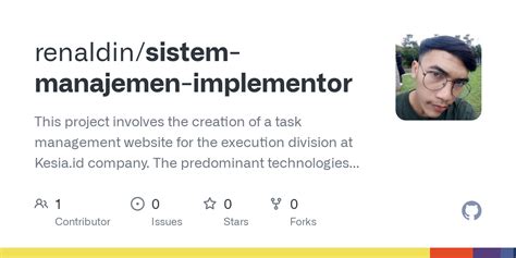 Github Renaldinsistem Manajemen Implementor This Project Involves The Creation Of A Task