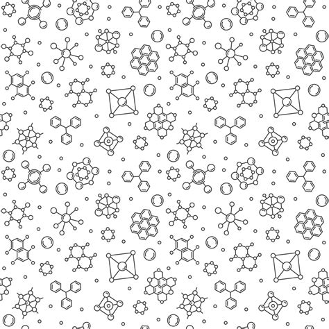 Chemical Molecules And Circles Vector Chemistry Linear Seamless Pattern