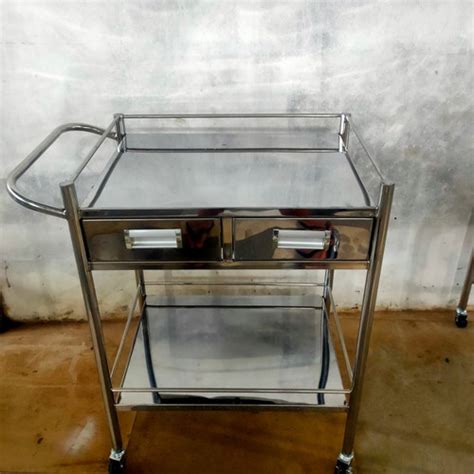 Jual Meja Instrumen 2 Rak 2 Laci Pipa Stainless Troly Medis Trolley Rs Kab Bogor
