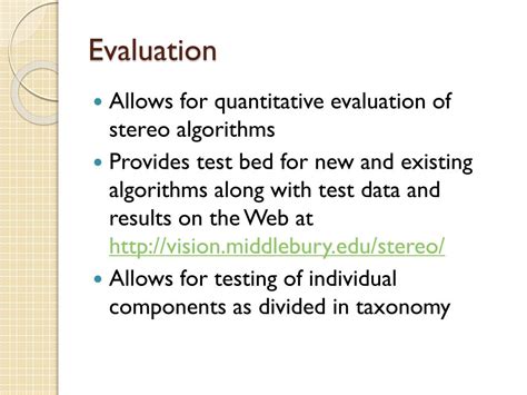 PPT Summary A Taxonomy And Evaluation Of Dense Two Frame Stereo Correspondence Algorithms