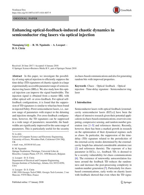 Pdf Enhancing Optical Feedback Induced Chaotic Dynamics In