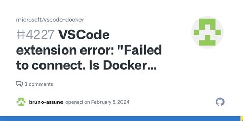 vscode extension error failed to connect is docker installed