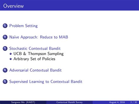 Contextual Bandit Survey Ppt